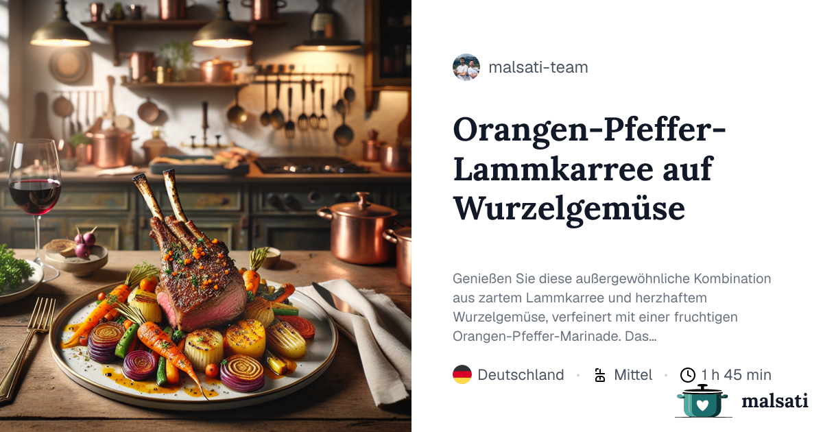 Orangen-Pfeffer-Lammkarree auf Wurzelgemüse – Rezept aus Deutschland